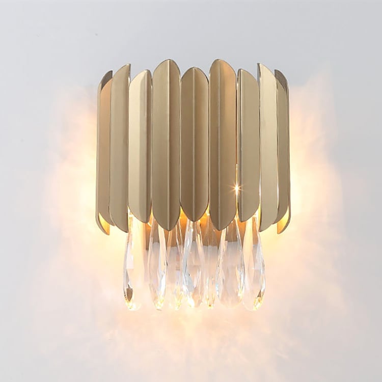 Modern & Chic Champagne Crystal Wall Light in Round for Entryway ...