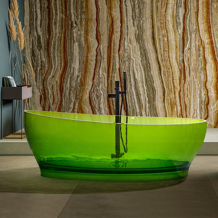 Modern Oval Shape 67" Freestanding Crystal Clear Resin Soaking Bathtub ...