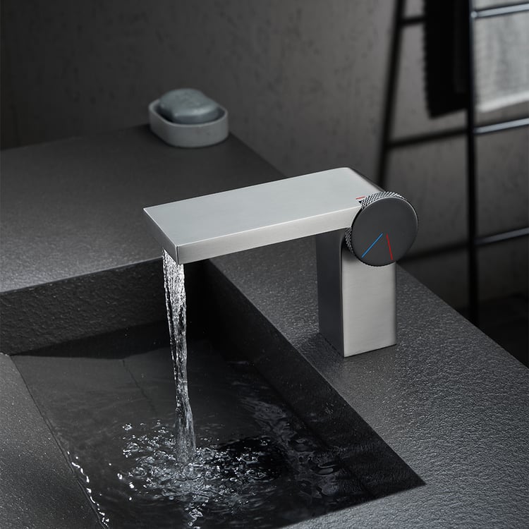 Geometric Monobloc Waterfall Bathroom Basin Mixer Tap Solid Brass｜Homary UK