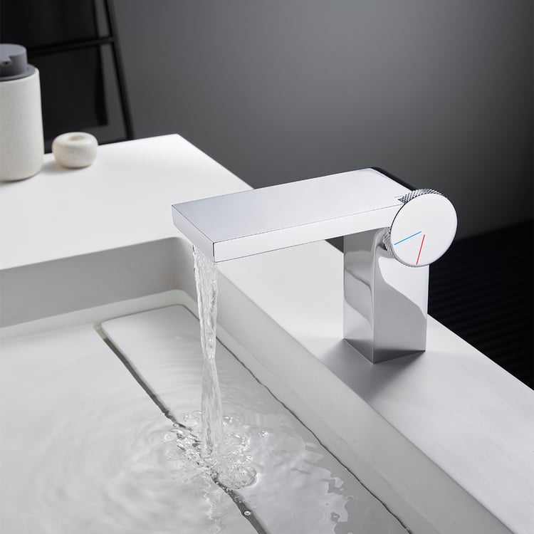 Geometric Monobloc Waterfall Bathroom Basin Mixer Tap Solid Brass｜Homary UK