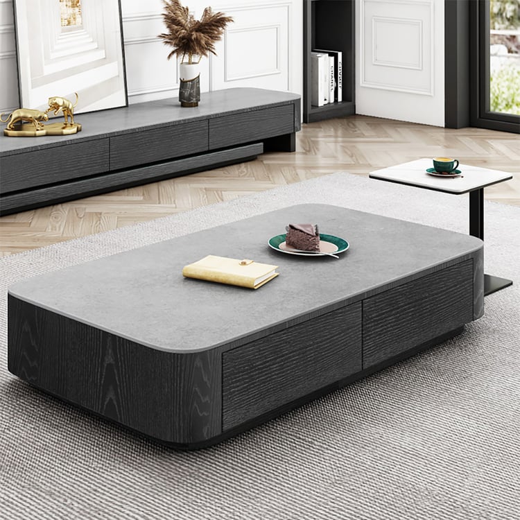 Rectangular & Square Nesting Coffee Table Set with 4 Drawers Set of 2 ...