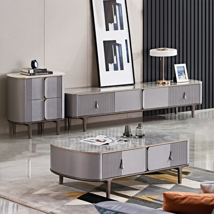 Modern Grey TV Stand & Coffee Table Set for 85 Inch TV with Side ...