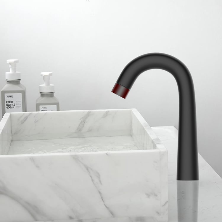 Monobloc Touchless Electronic Bathroom Basin Tap in Black｜Homary UK