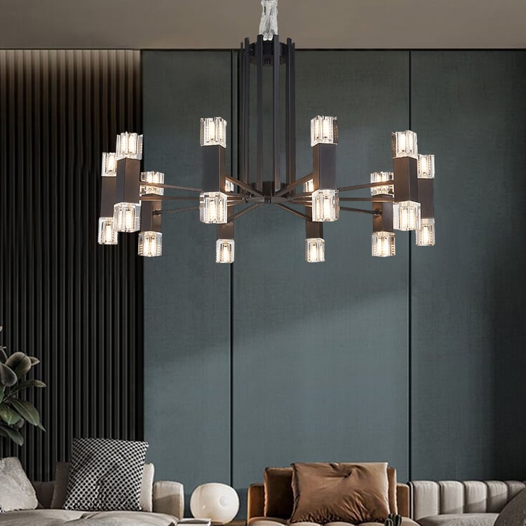 Modern 20-Light Sputnik Chandelier with Adjustable Chain in Matte Black ...