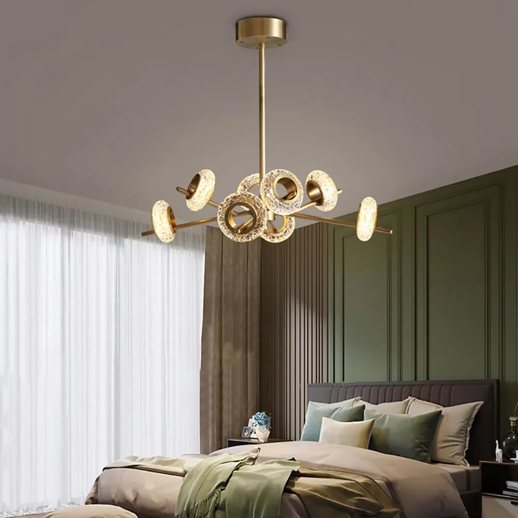 Modern Copper and Crystal 8-Light Sputnik LED Sphere Chandelier｜Homary