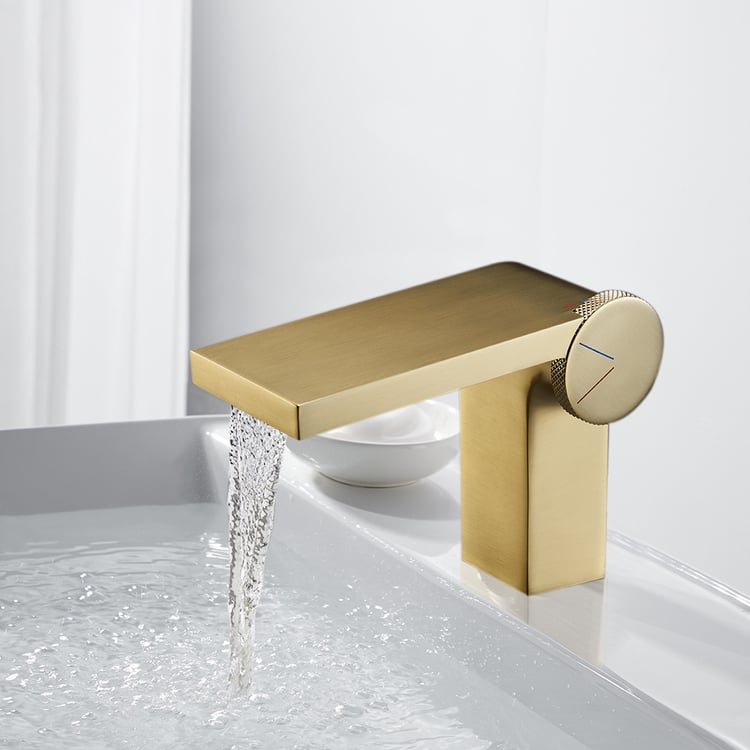 Geometric Monobloc Waterfall Bathroom Basin Mixer Tap Solid Brass｜Homary UK