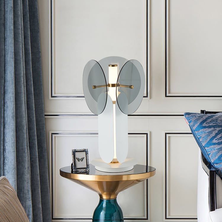Unique White & Gray 1-Light Table Lamp with On / Off Switch｜Homary