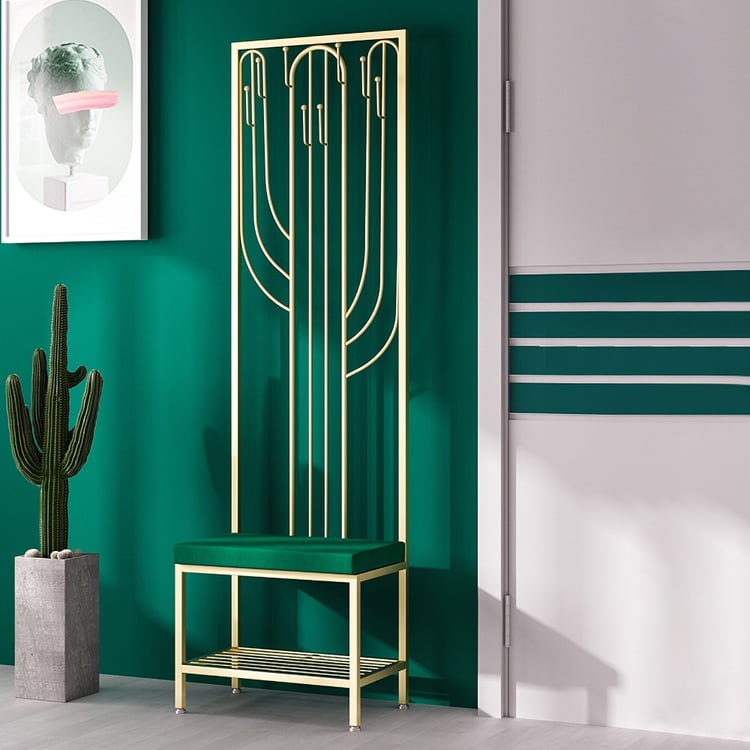 Modern Hall Tree with Bench Shoe Storage Upholstered Clothing Rack in ...
