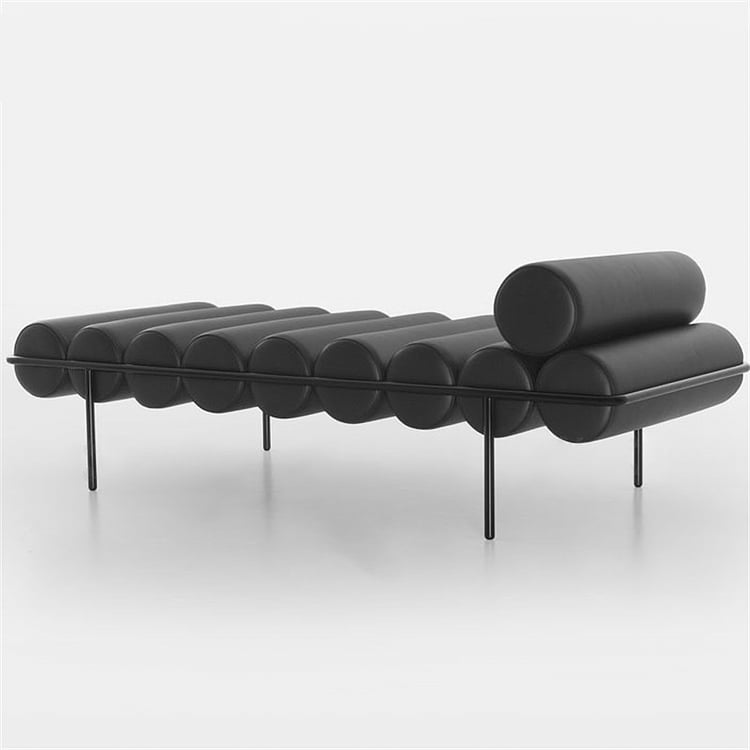 Modern Creative Bench Black PU Leather Upholstered Bench Bed Bench ...