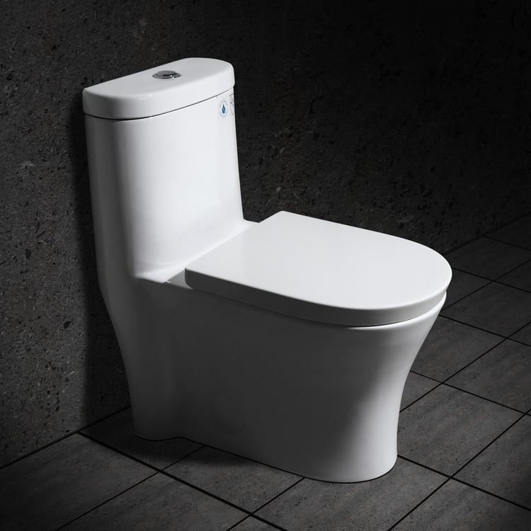 Modern Dual Flush One-Piece Elongated Siphonic Toilet with Slow Close ...