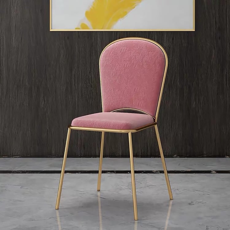 Pink Upholstered Velvet Dining Chair Set of 2｜Homary UK