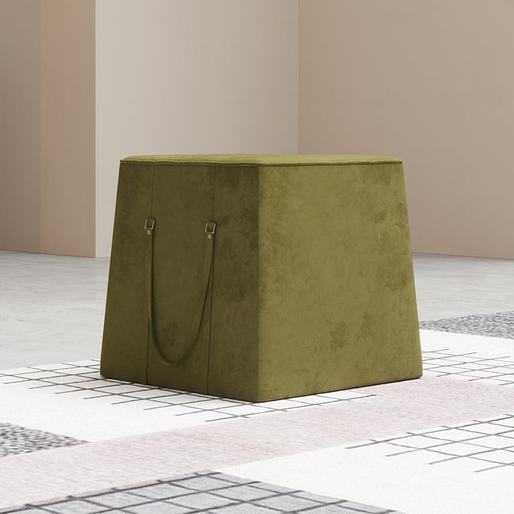 19" Modern Green Square Ottoman Leath-Aire Upholstered Cube Foot Stool ...