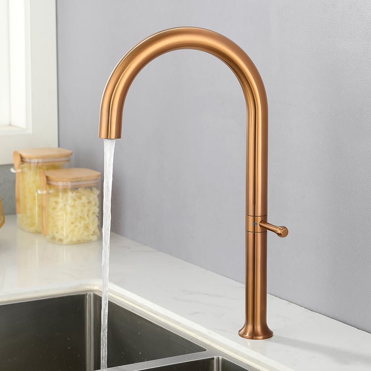 Swivel Control Modern Kitchen Tap Single Handle Stainless Steel in Rose ...