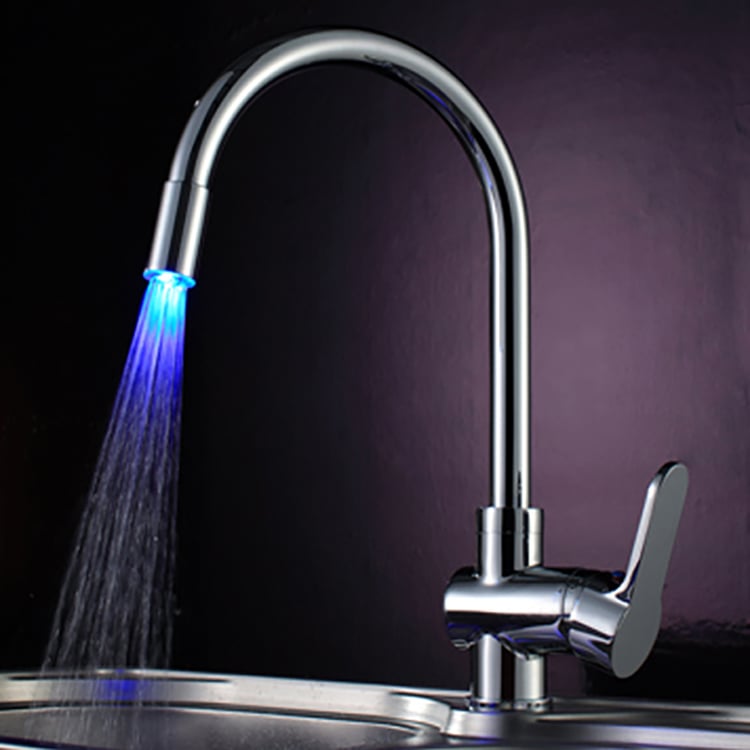 Modern Chrome LED Swiveling Spout Kitchen Faucet｜Homary
