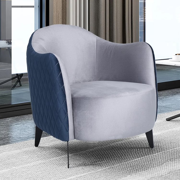 29" Blue & Gray Accent Chair Solid Wood Armchair with Metal Legs | Homary