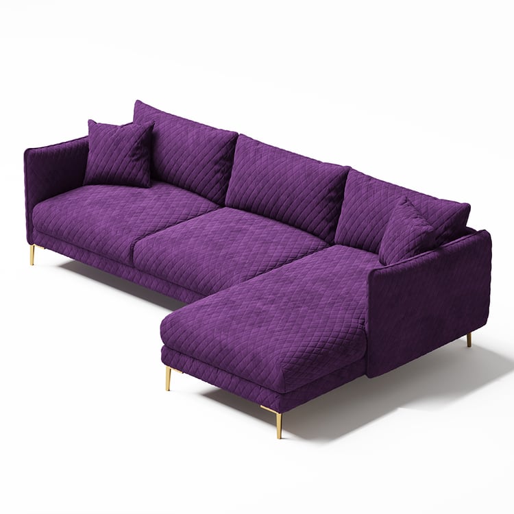 2810mm Modern Purple Corner Velvet Sectional Sofa with Chaise for 4 Seaters L Shaped Homary UK
