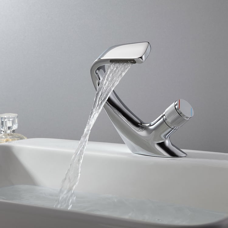 Contemporary Creative Single Handle 1-Hole Waterfall Bathroom Sink ...