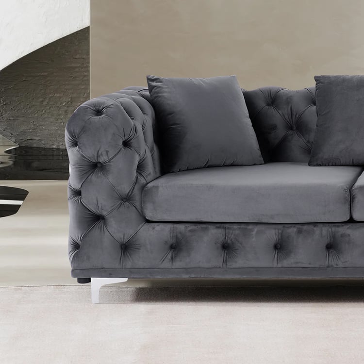 Gray velvet chesterfield sofa store
