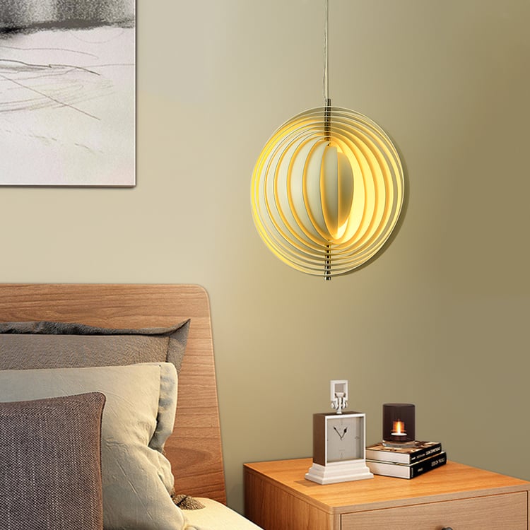 Rotatable Modern 1-Light Globe Metal Pendant Light White Color｜Homary