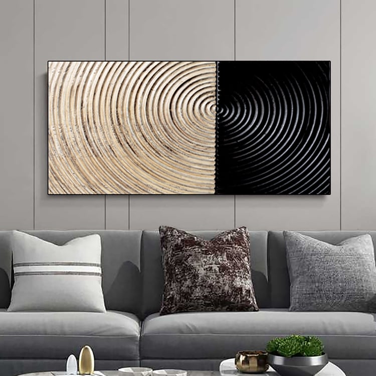 Modern Wall Decor for Living Room Abstract Print Art with Frame in Natural Black Homary UK