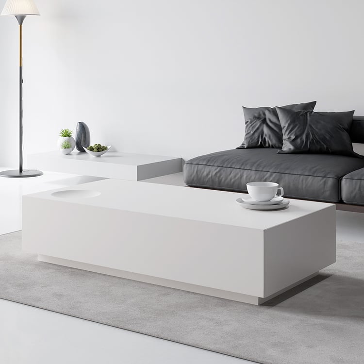 Modern White Coffee Table with Storage Rectangular Coffee Table with Drawer Homary