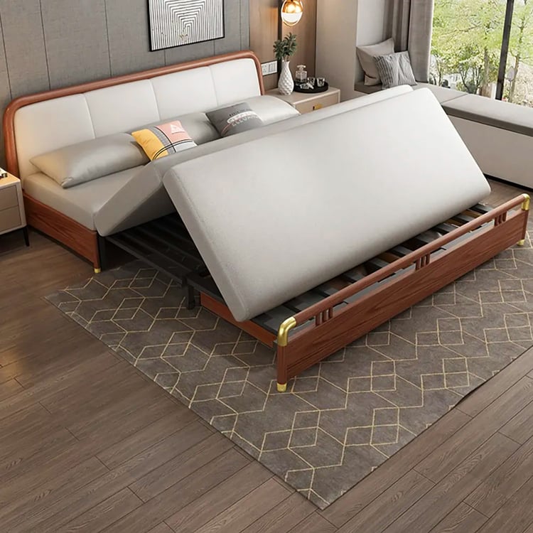 1900mm Full Sleeper Sofa Leath aire Upholstered Convertible Sofa Bed with Storage Homary UK