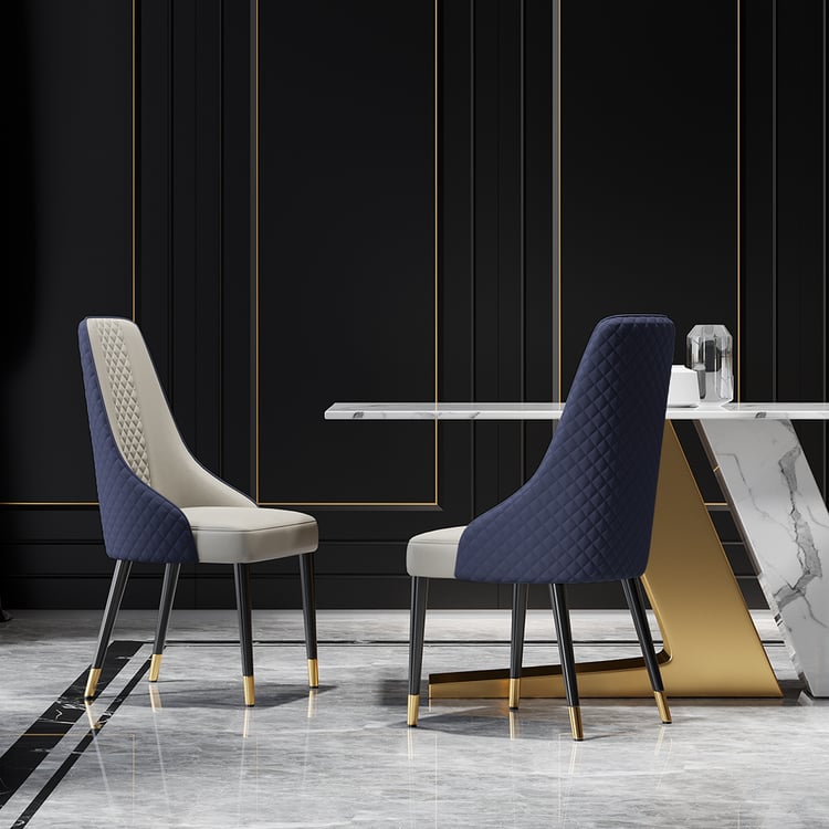 Faux leather blue dining chairs store