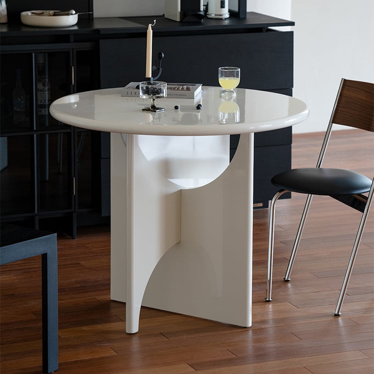 1000mm White Round Dining Table for 4 Seaters with Cross Base｜Homary