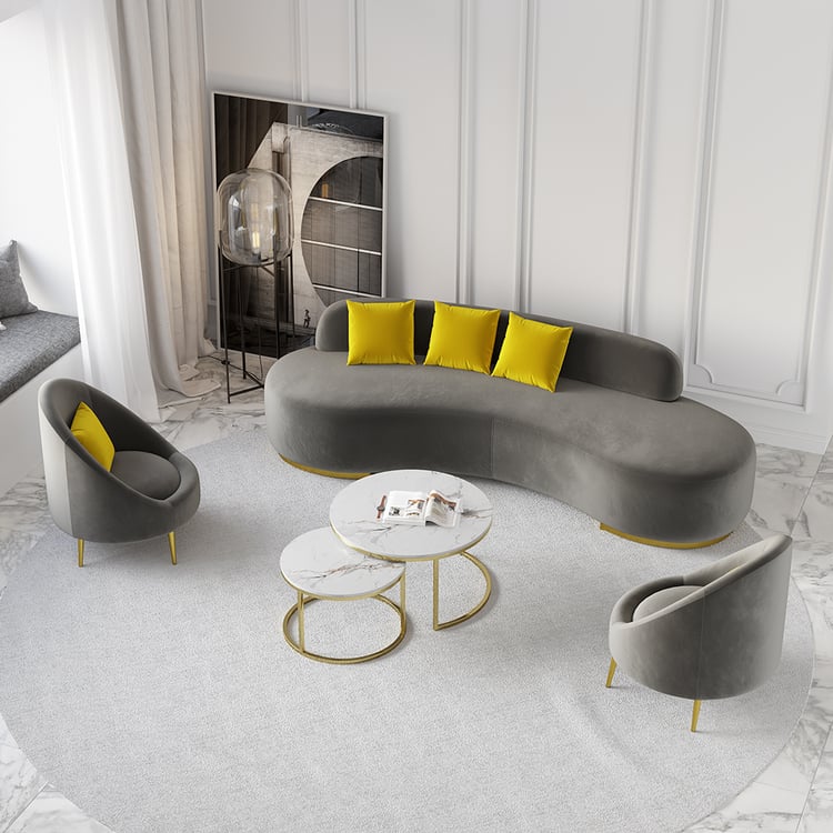 Gray curved sofa store