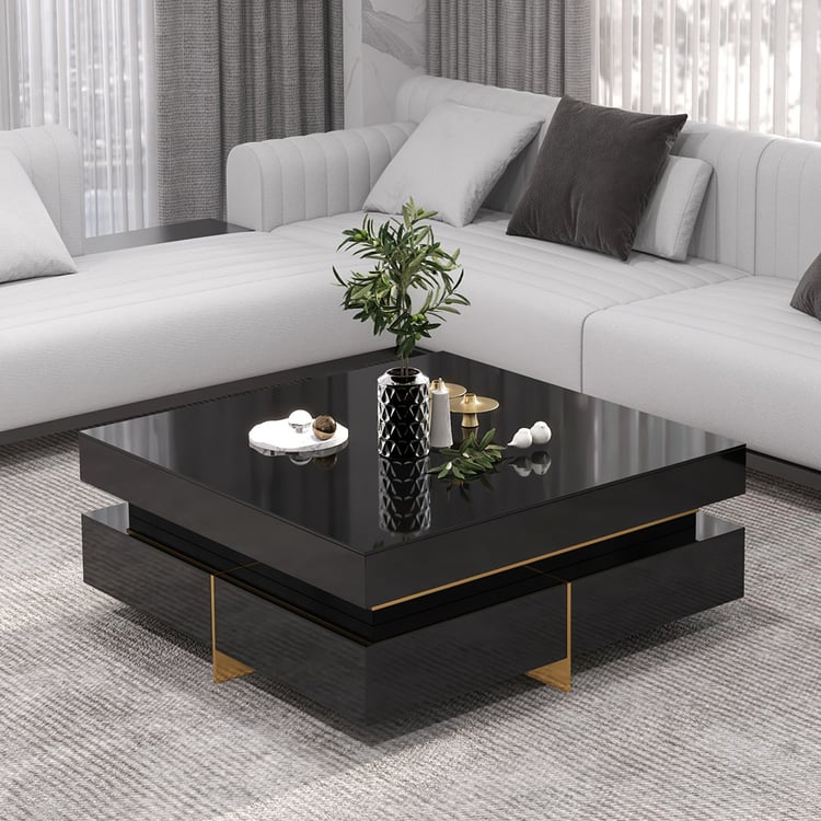 Black square coffee table set store