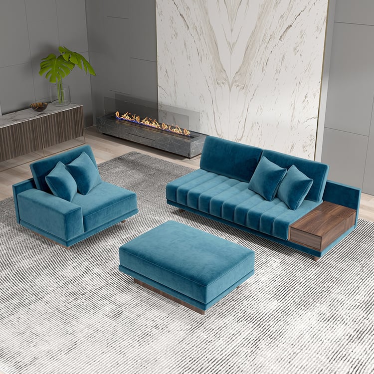3200mm L Shaped Modular Velvet Sectional with Chaise Ottoman Homary DE