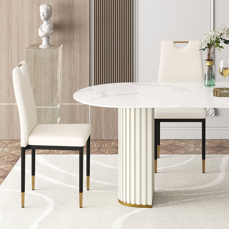 Juego De Comedor En Color Blanco Roto Blanco Roto & Azul Dining Chairs