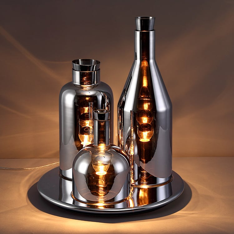 Modern 3-Light Glass Table Lamp Chrome Finsh with On / Off Switch｜Homary UK