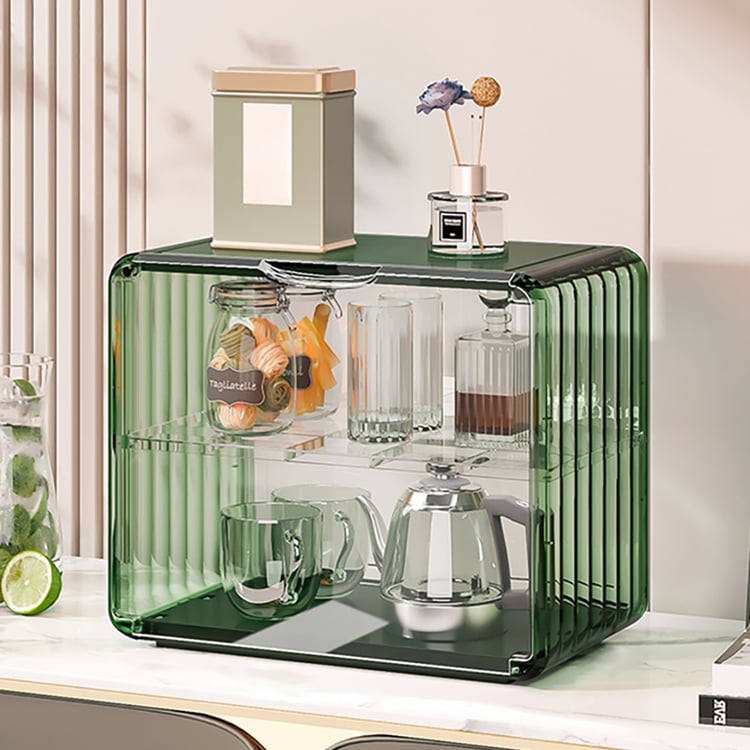 Modern 2-Tier Green & Transparent Storage Rack Acrylic Storage ...