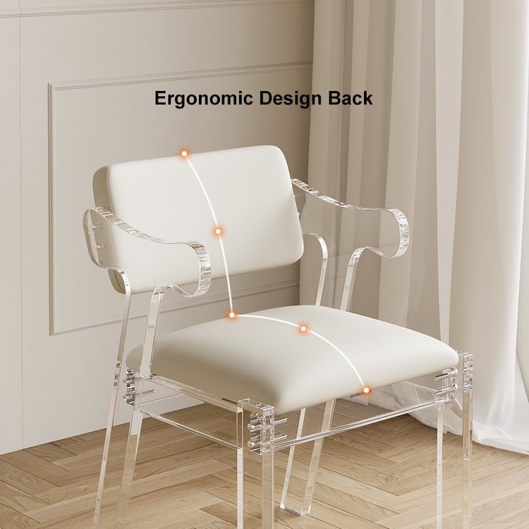 Modern Dining Chairs Acrylic with PU Leather Upholstery White Homary