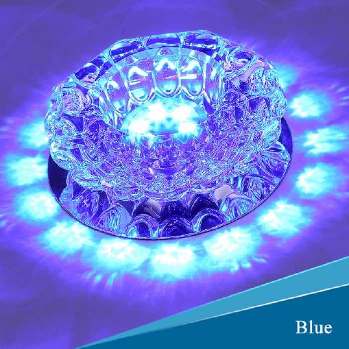 Modern Flush Mount Light in Clear Blue Light with Crystal Stainless ...