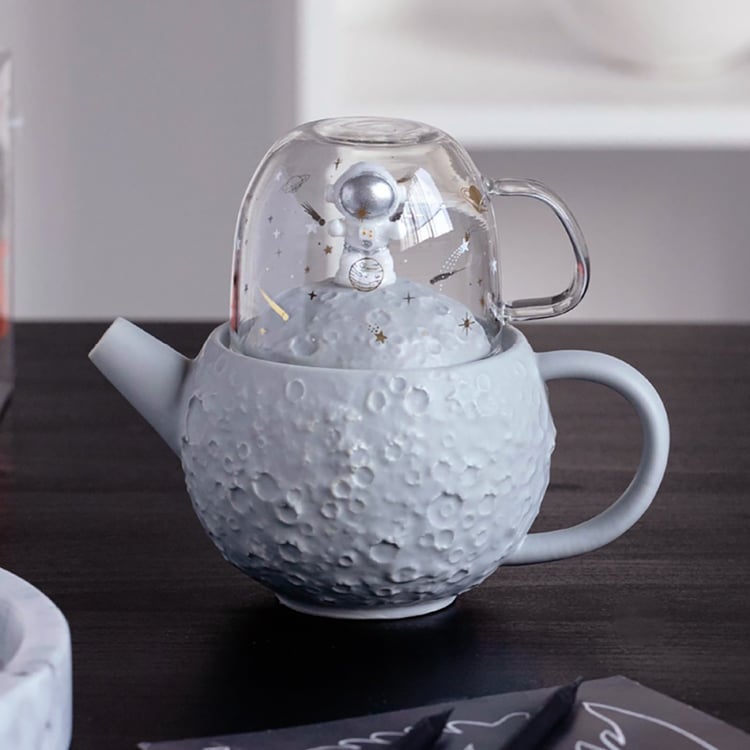 Novelty Grey Astronaut Ceramic Stackable Sculpture Teapot with Glass ...