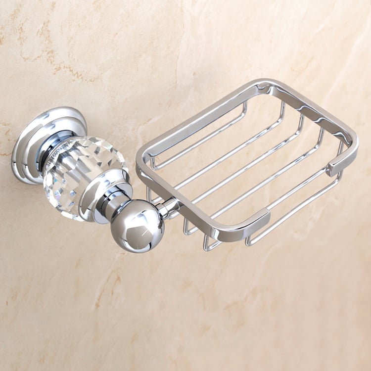 Modern Chrome Brass Wall Mounted Soap Holder with Crystal Decoration ...