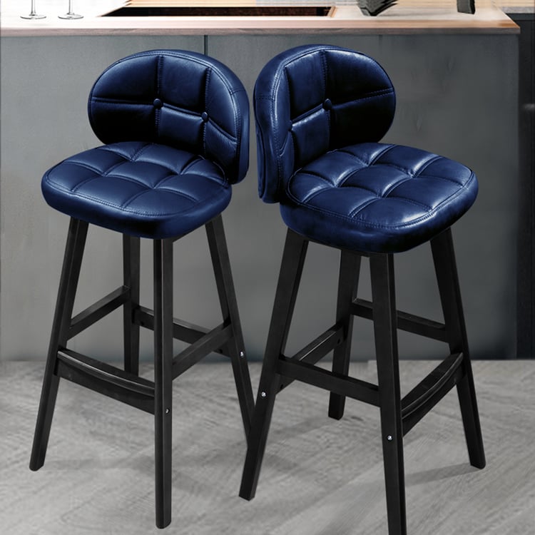 Bar Height Rustic Bar Stools with Tufted Curved Back Set of 2 homary