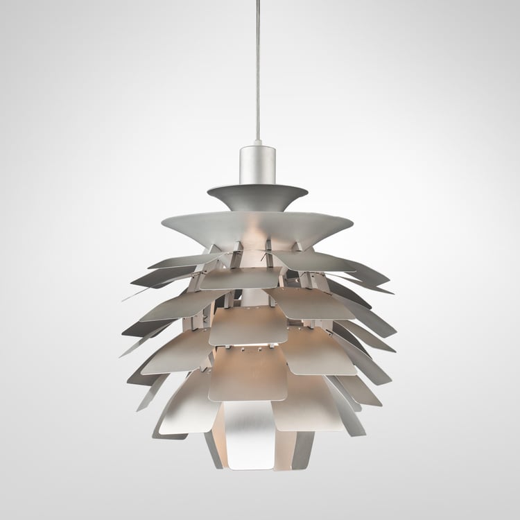 Modern 1-Light Silver Hardwired Aluminum Pendant Light in Chrome Finish ...