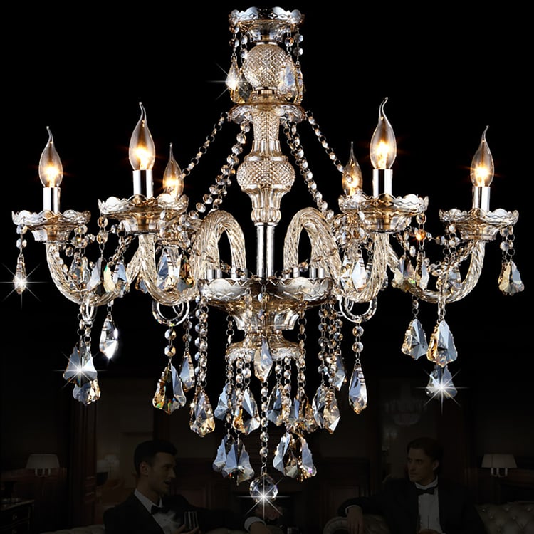 6-Light Crystal & Chrome Chandeliers Ceiling Lighting Luxury Style with ...