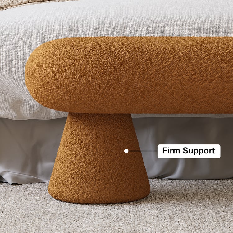 Modern Orange Boucle Bedroom Bench Upholstered Long Bench with 2 Legs Homary