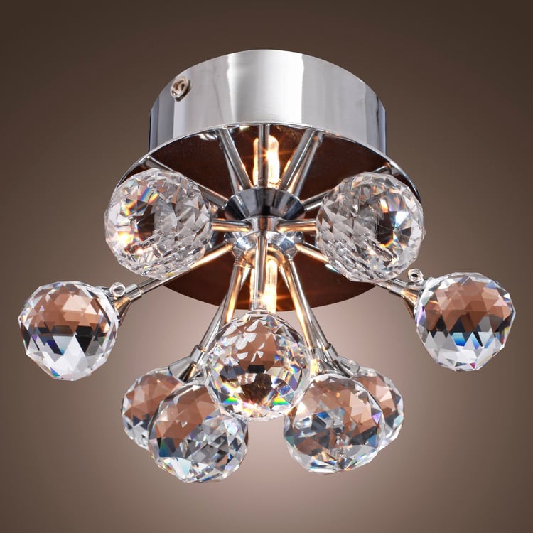 Ceiling Light Chrome Plated Hardware Clear Crystal｜Homary UK