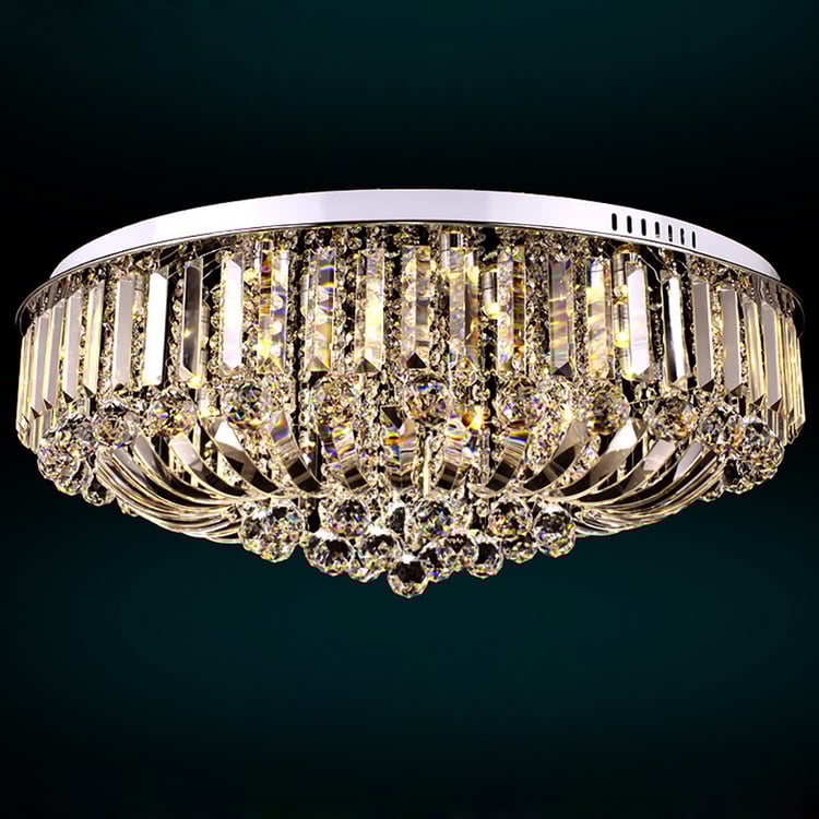 800mm Modern Crystal LED 25-Light Round Flush Mount Ceiling Light in ...