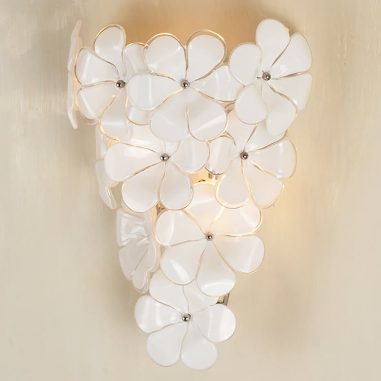 Wall Light Sconce Glass White Flower Modern Style in Chrome for Living ...