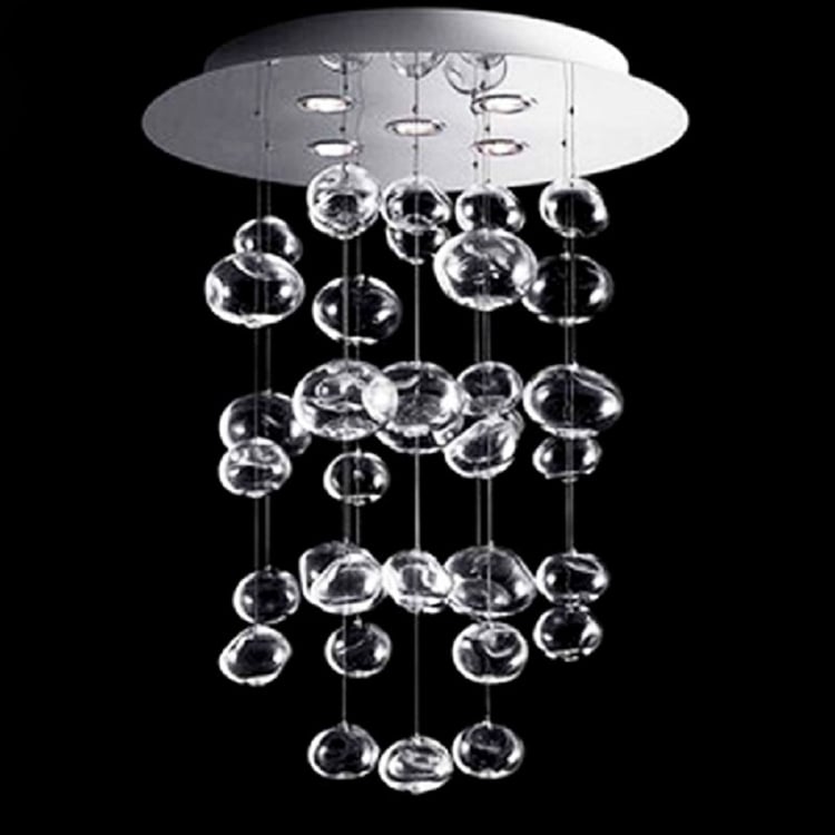 Modern Round Clear Glass Bubble Balls 5-Light Flush Mount Light in ...