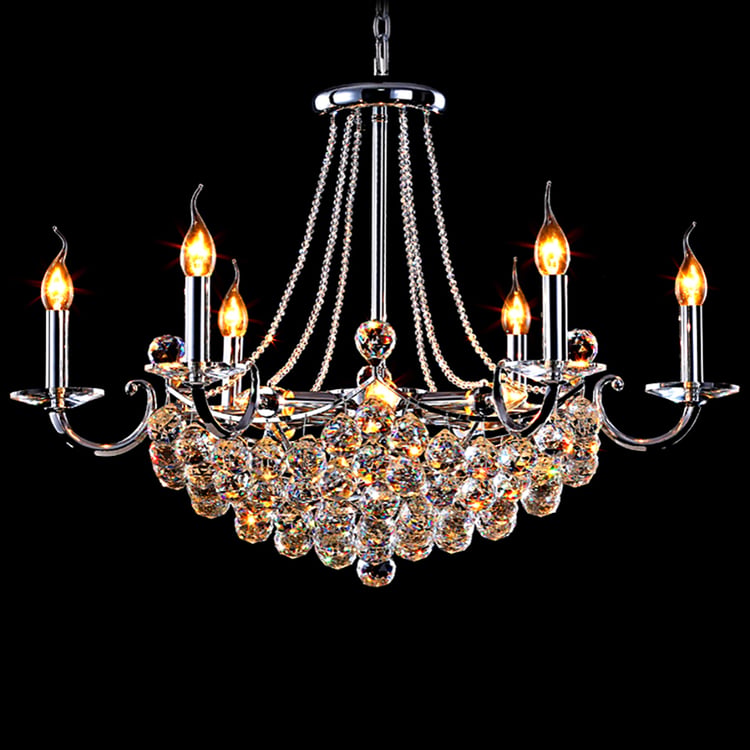 12-Light Crystal Chandeliers Candle Style Ceiling Lighting with Chain ...