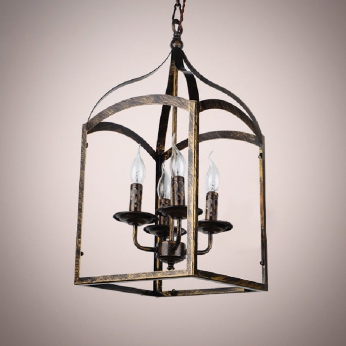 Rustic Metal Square Box 4 Candle Lights Pendant Light｜Homary UK