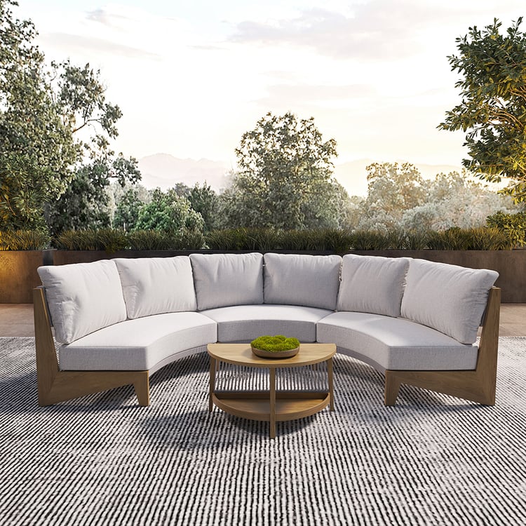 8 Pieces Farmhouse Curved Modular Outdoor Patio Sectional Sofa Set with Coffee Table Homary UK