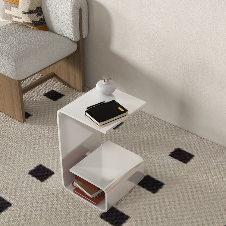 Modern White Acrylic End Table with Storage C Shaped Side Table Homary UK